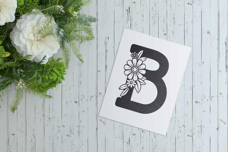 Floral Letter B Svg Flower Alphabet SVG Initial SVG | Etsy Canada
