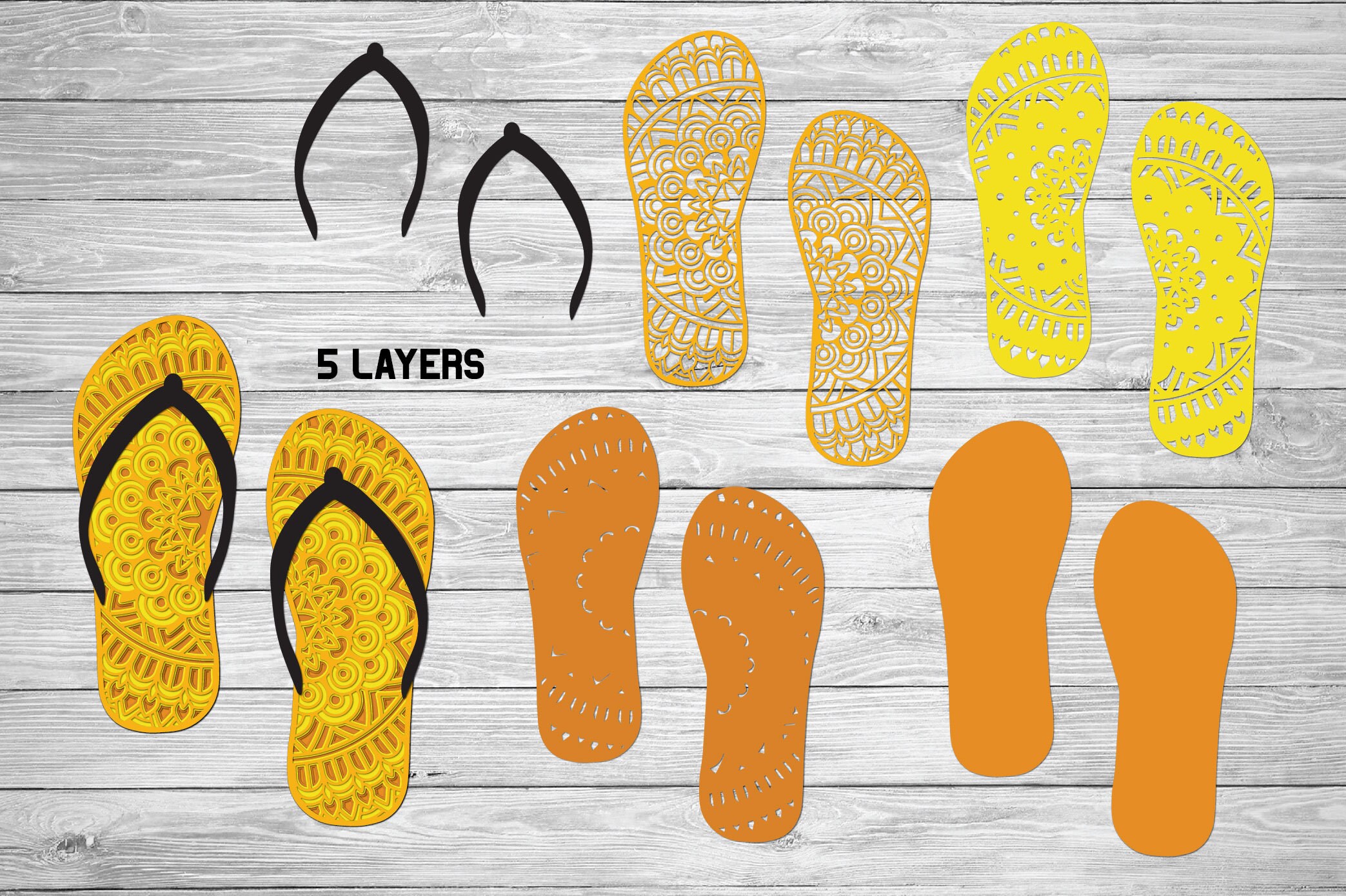 3d Layered Flip Flops SVG Beach SVG Flip Flops Cut File. - Etsy