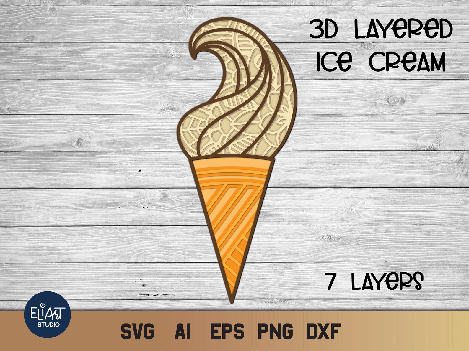 Helado SVG Cono 3d Capas SVG Summer Cut File Sweet SVG. - Etsy México