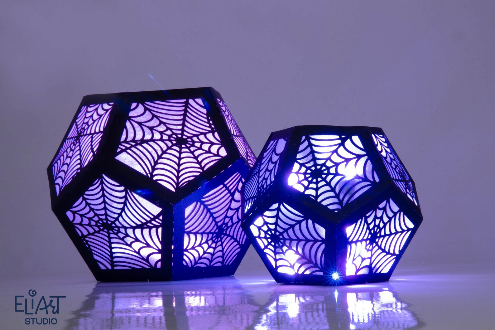 Halloween Lantern SVG 3d Paper SVG Lantern Spider Web Led - Etsy