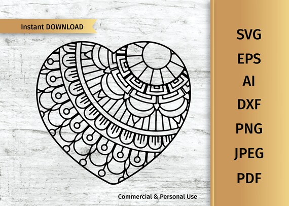 Heart Mandala SVG Valentines Day SVG Love SVG with | Etsy
