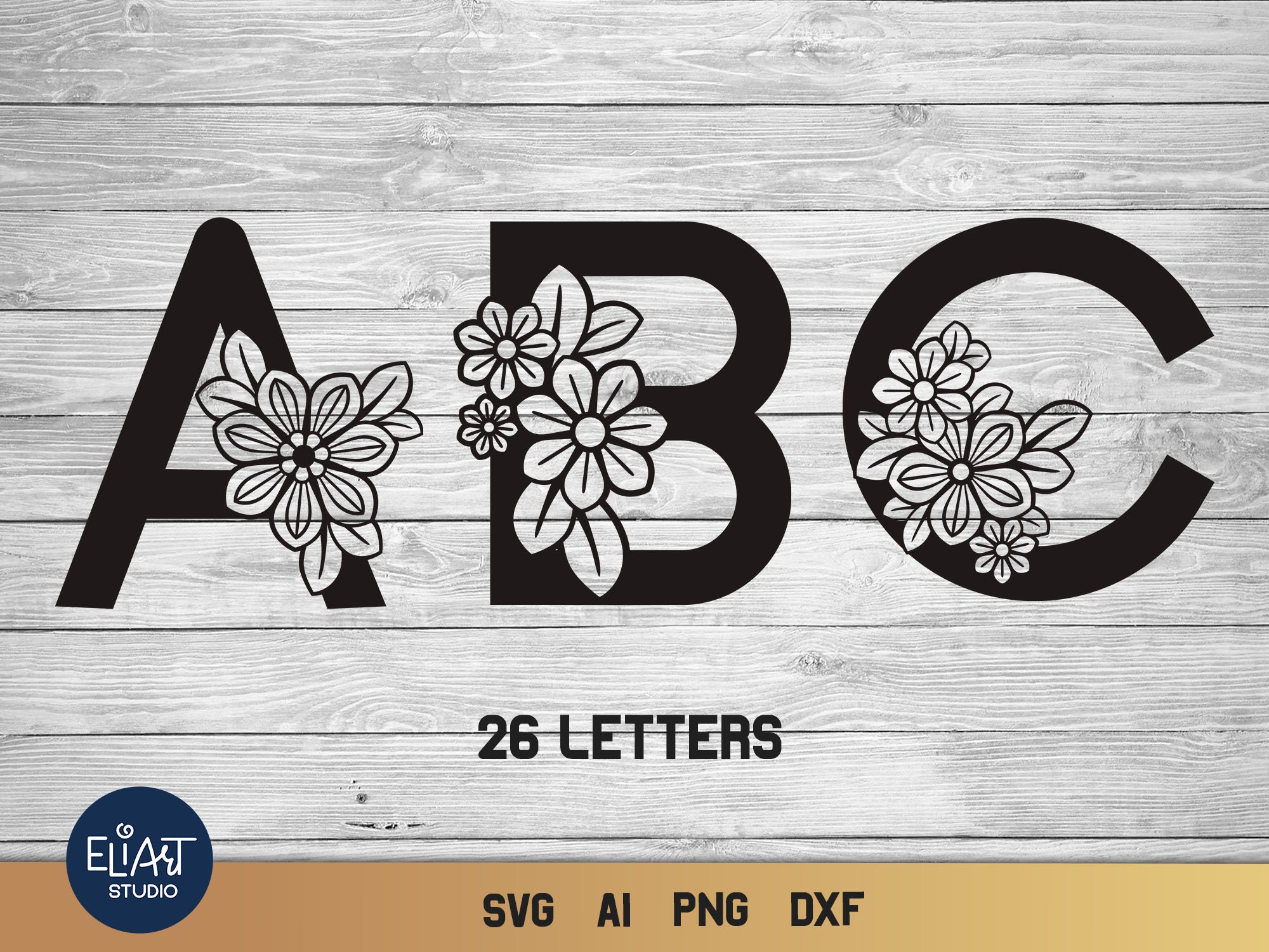Floral Letters SVG Floral ABC Alphabet SVG Letters. - Etsy