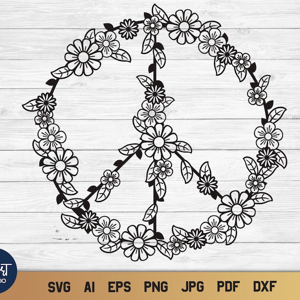 Floral Peace Sign - Etsy