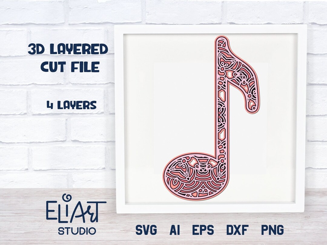 3D Layered Musical Note SVG, Musical Sign Intricate Design, Music SVG ...