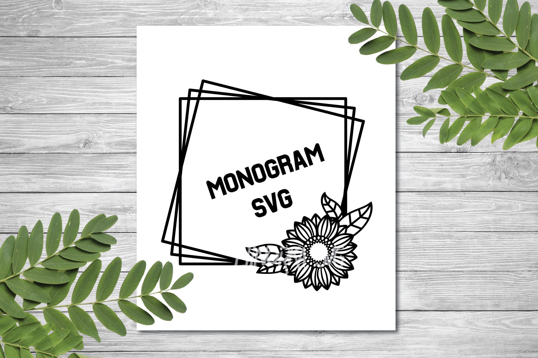 Fall Monogram Frame SVG Square Frame SVG Sunflower SVG. | Etsy