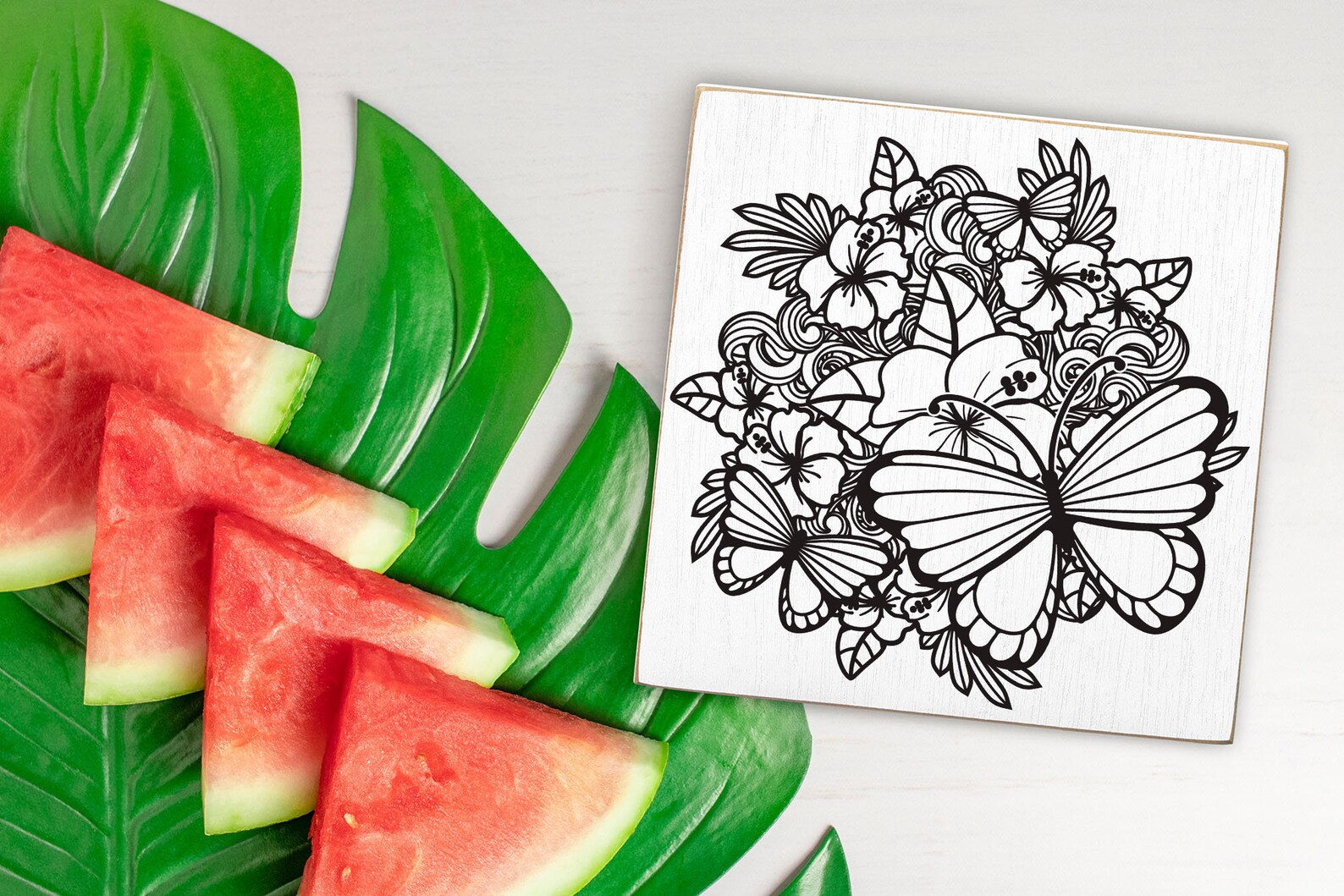 Butterflies SVG Tropical Design, Summer Mandala SVG, Hibiscus SVG and ...