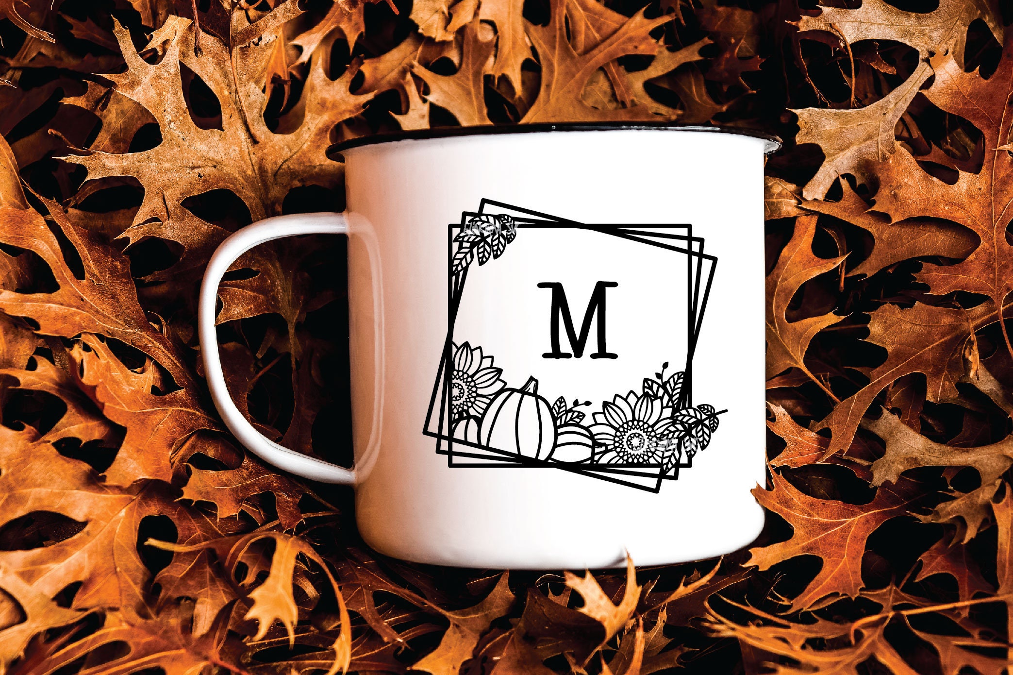 Fall Square Frame SVG Monogram Frame SVG Pumpkin SVG Floral | Etsy