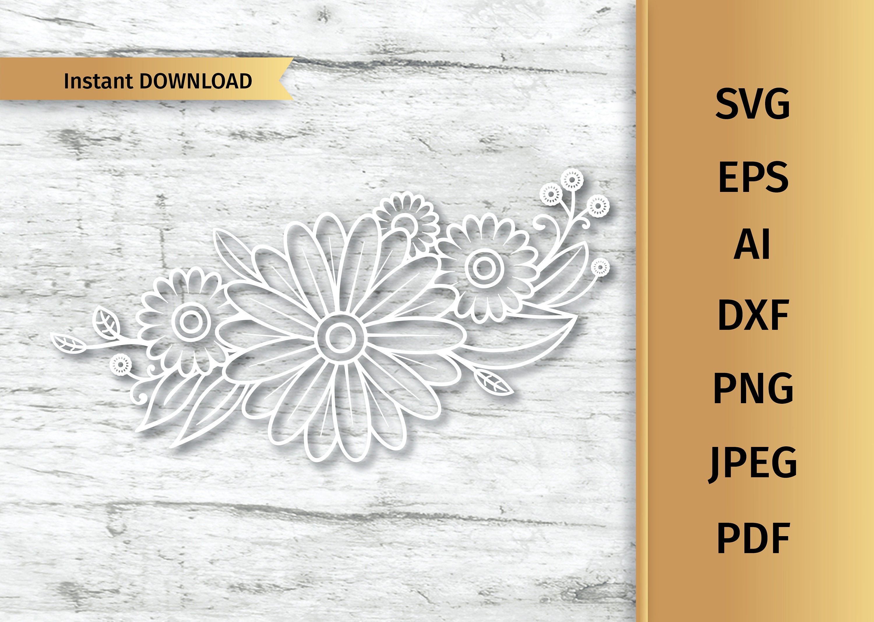 Floral Bouquet SVG, Floral Swag SVG, Flower Doodles Commercial Use ...