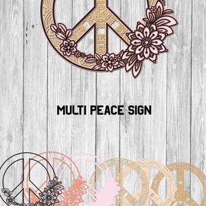 3d Layered Peace Sign SVG, Peace Symbol Cut File, Floral SVG Commercial ...