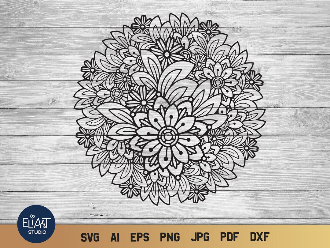 Floral Mandala SVG, Zentangle Flowers, Summer Mandala SVG. - Etsy