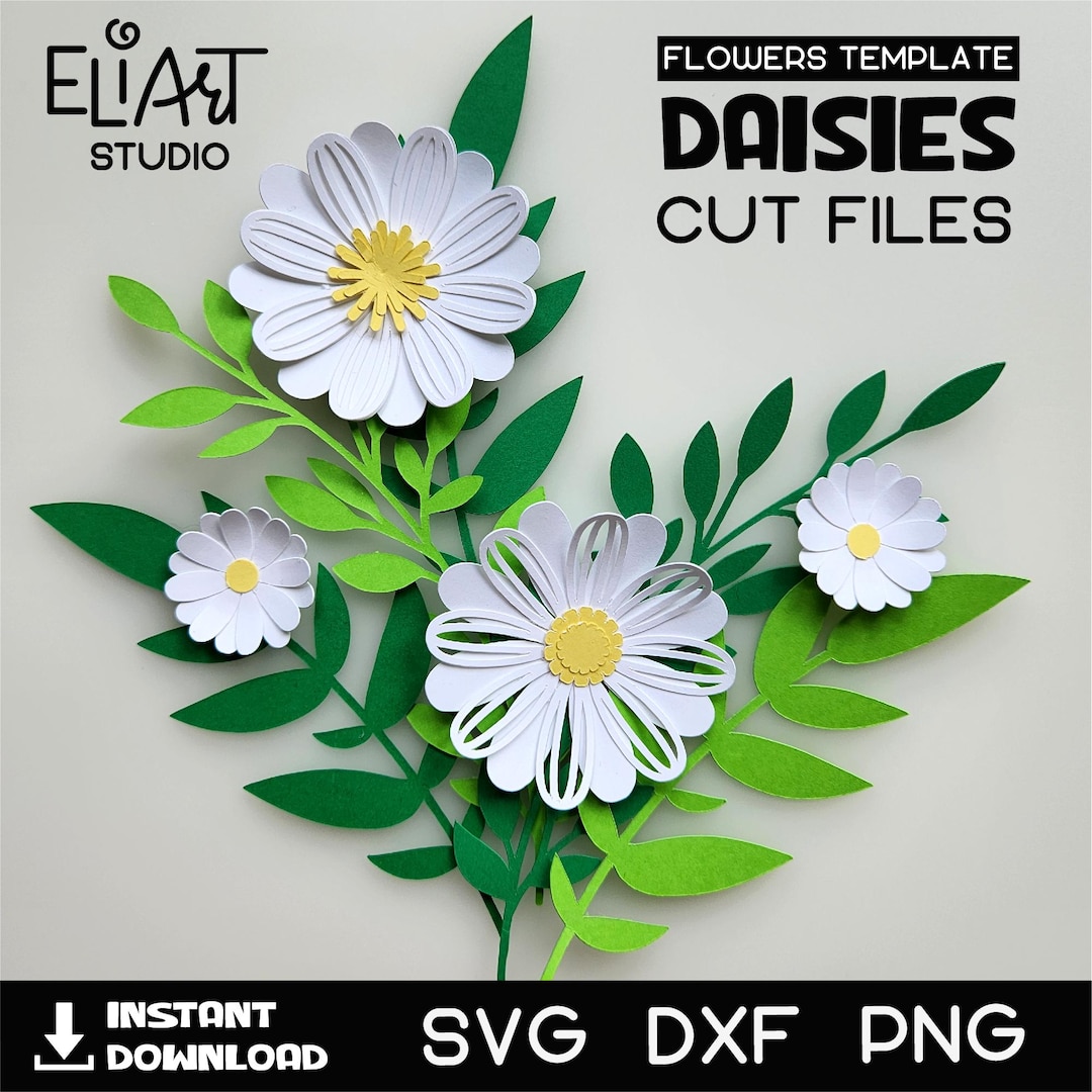 Daisy SVG, 3d Flower SVG, Daisies and Leaves Bundle SVG. - Etsy