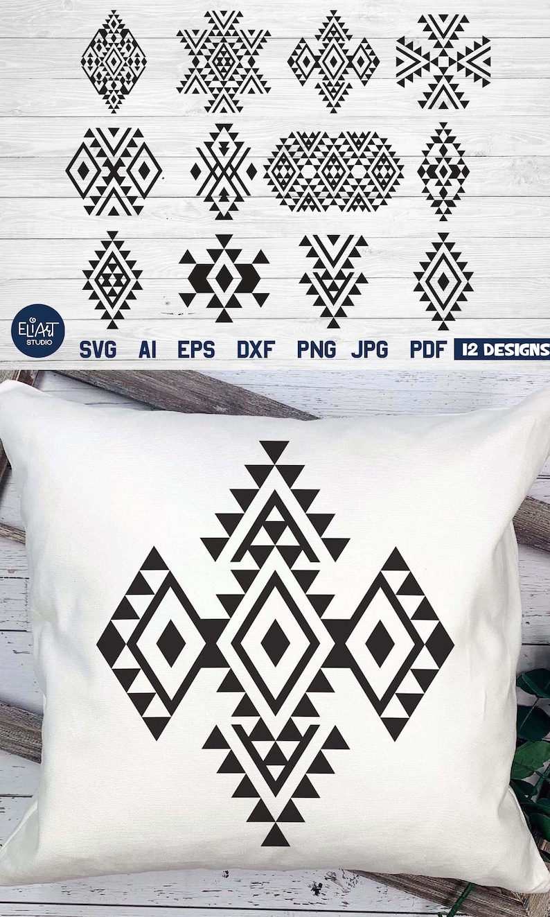 Aztec Pattern SVG Tribal Pattern SVG Aztec SVG 12 Geometric - Etsy