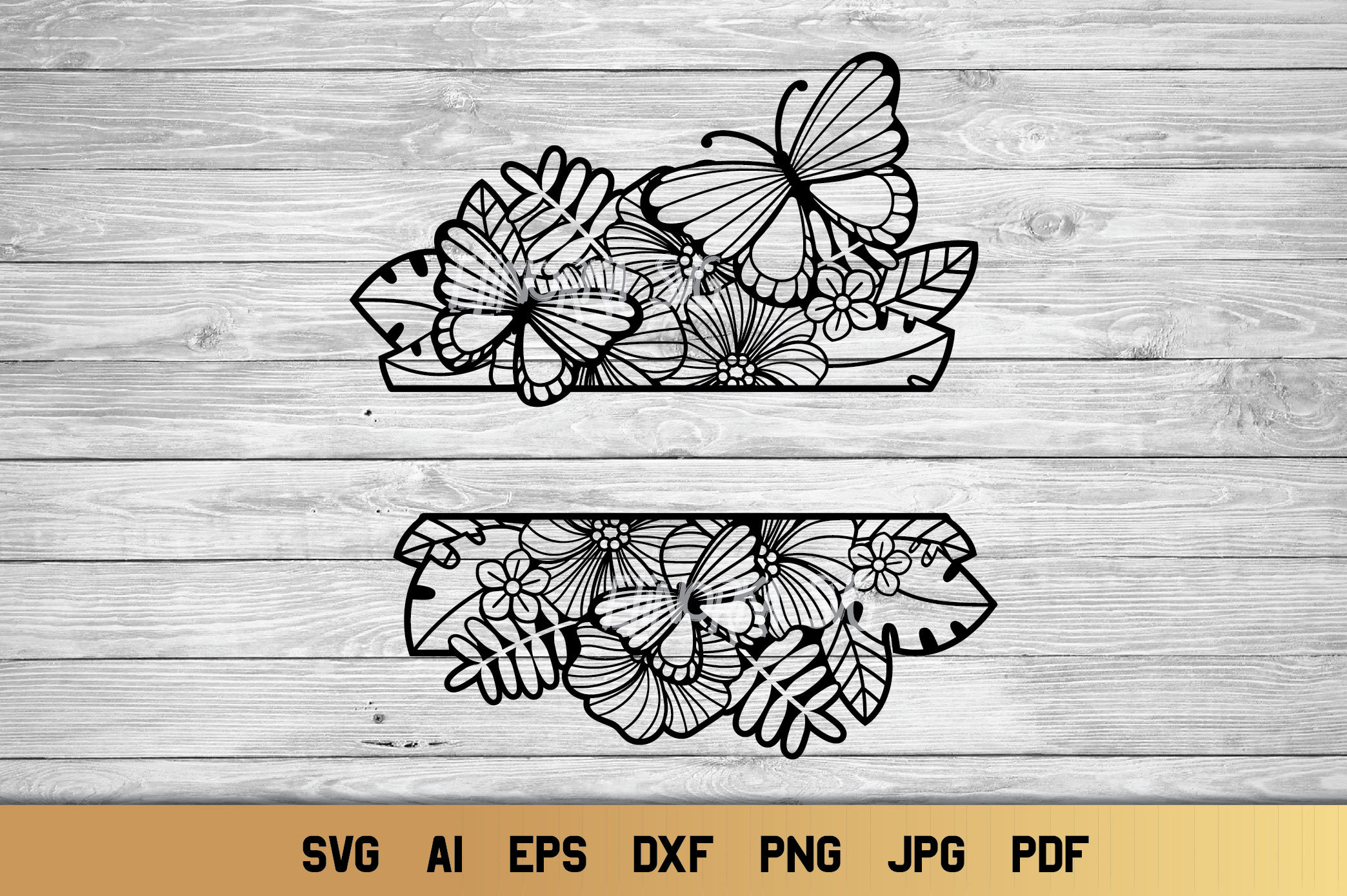 Split Floral Monogram SVG Floral Monogram SVG Split Flower | Etsy