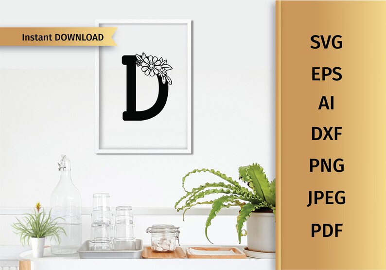 Floral Letter D Svg Flower Alphabet Svg Initial Svg | Etsy Canada