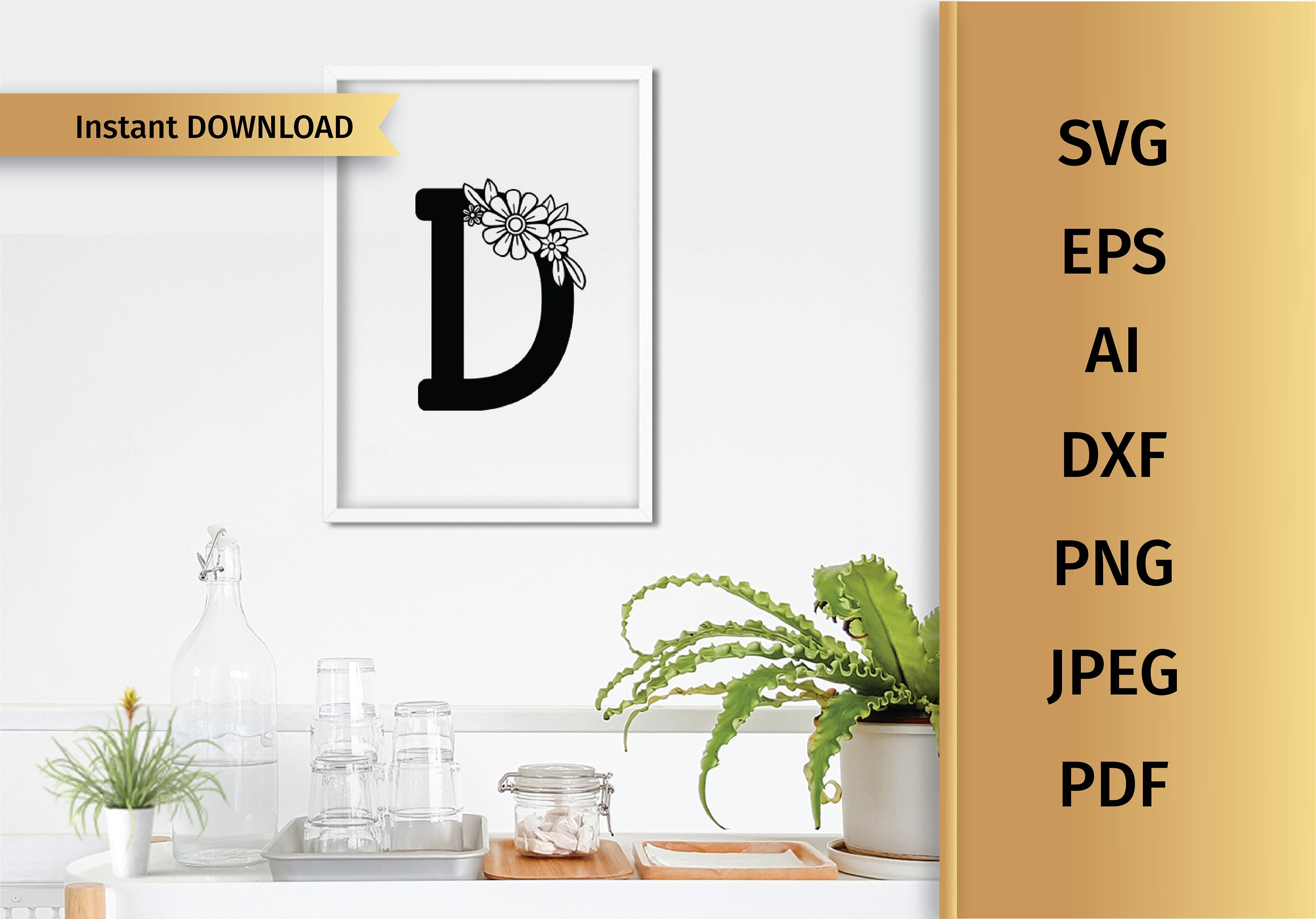 Floral Letter D Svg Flower Alphabet Svg Initial Svg | Etsy Canada