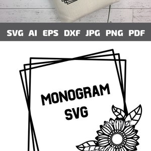 Fall Monogram Frame SVG Square Frame SVG Sunflower SVG. | Etsy