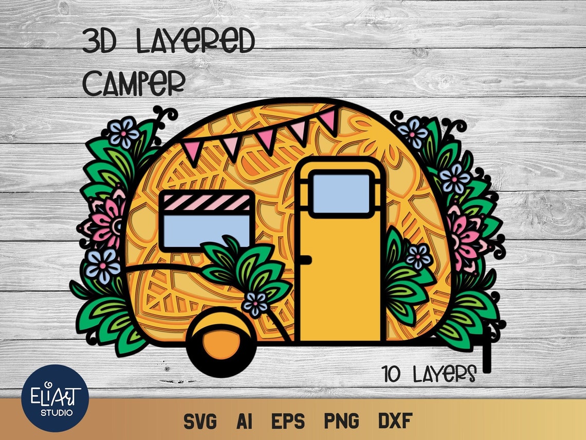 Camper SVG, 3D Layered SVG Camping, Happy Camper SVG. - Etsy Canada