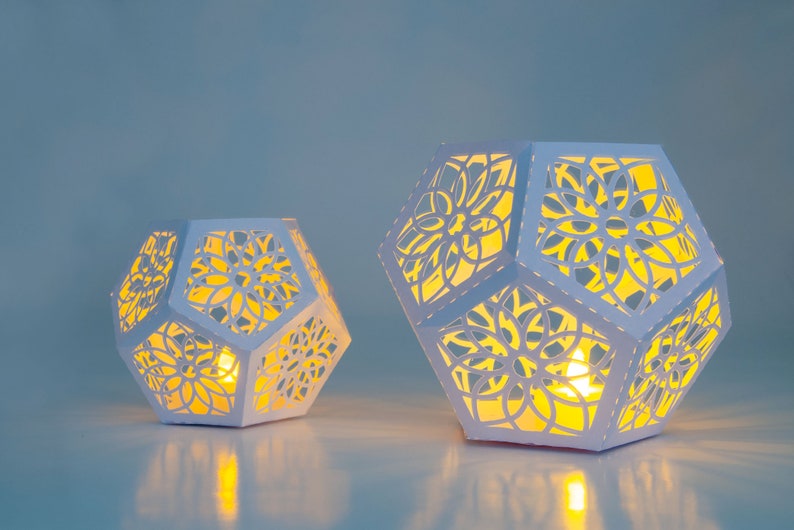 Mandala Paper Lantern SVG, 3d SVG Pentagon Shape Lantern, Mandala Candle Holder. - Etsy