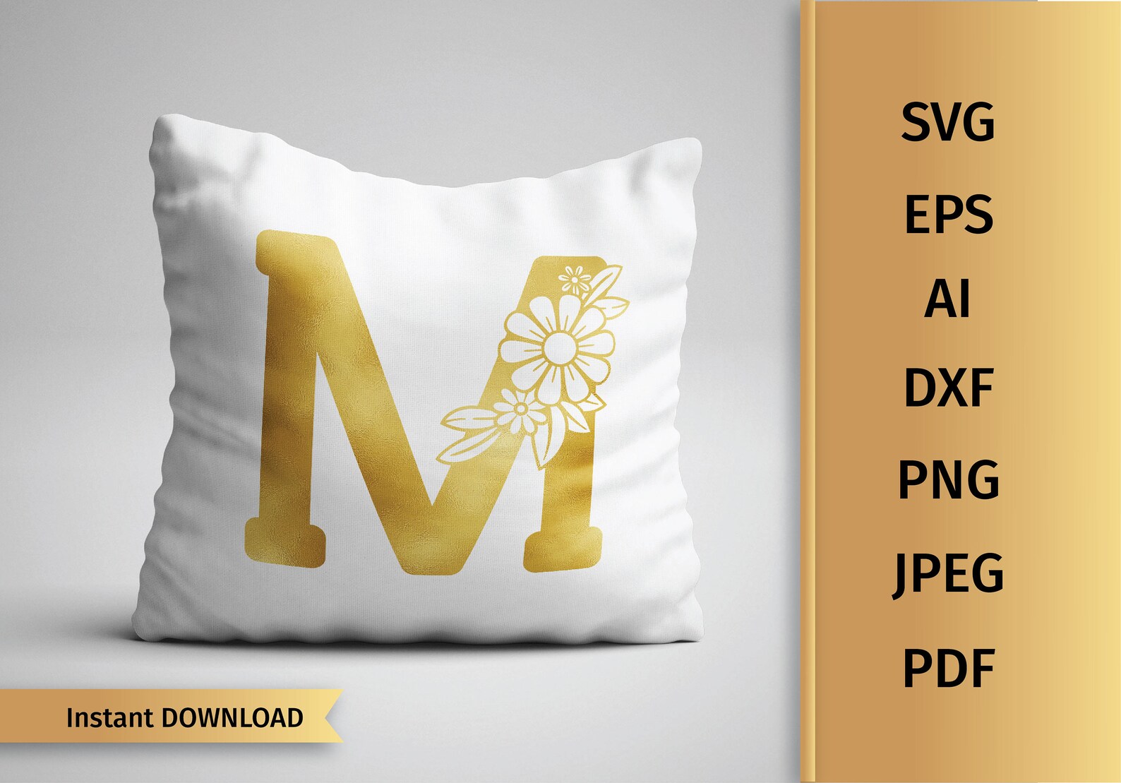 Floral Letter M SVG Monogram Letter SVG Floral Alphabet SVG. - Etsy