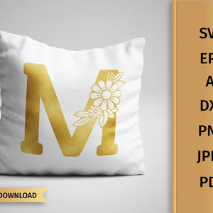 Floral Letter M SVG, Monogram Letter SVG, Floral Alphabet SVG. - Etsy