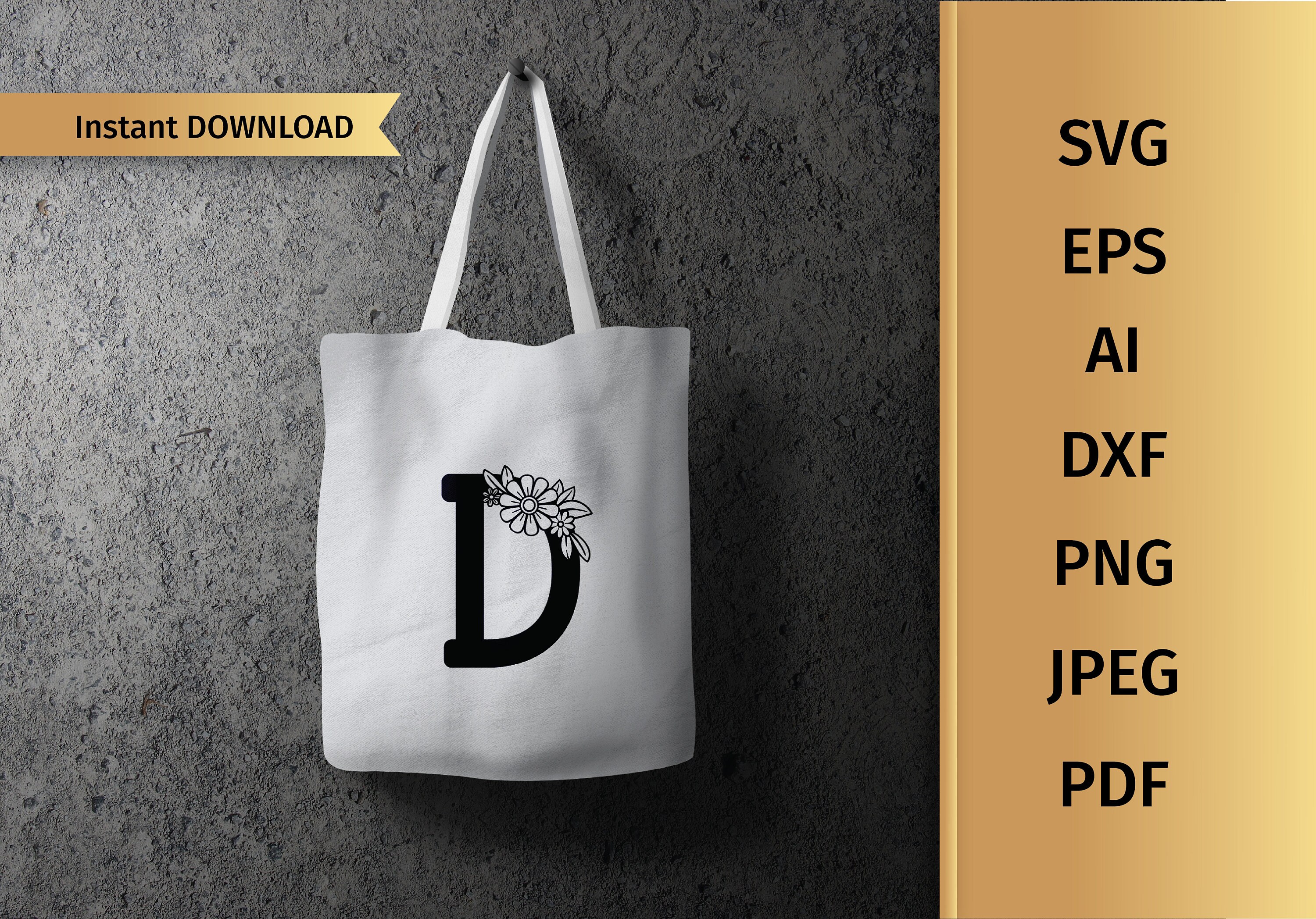 Floral Letter D Svg Flower Alphabet Svg Initial Svg - Etsy