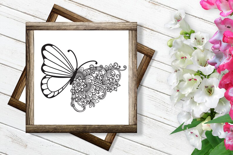 Butterfly SVG, Zentangle Floral Butterfly SVG, Intricate Butterfly SVG ...