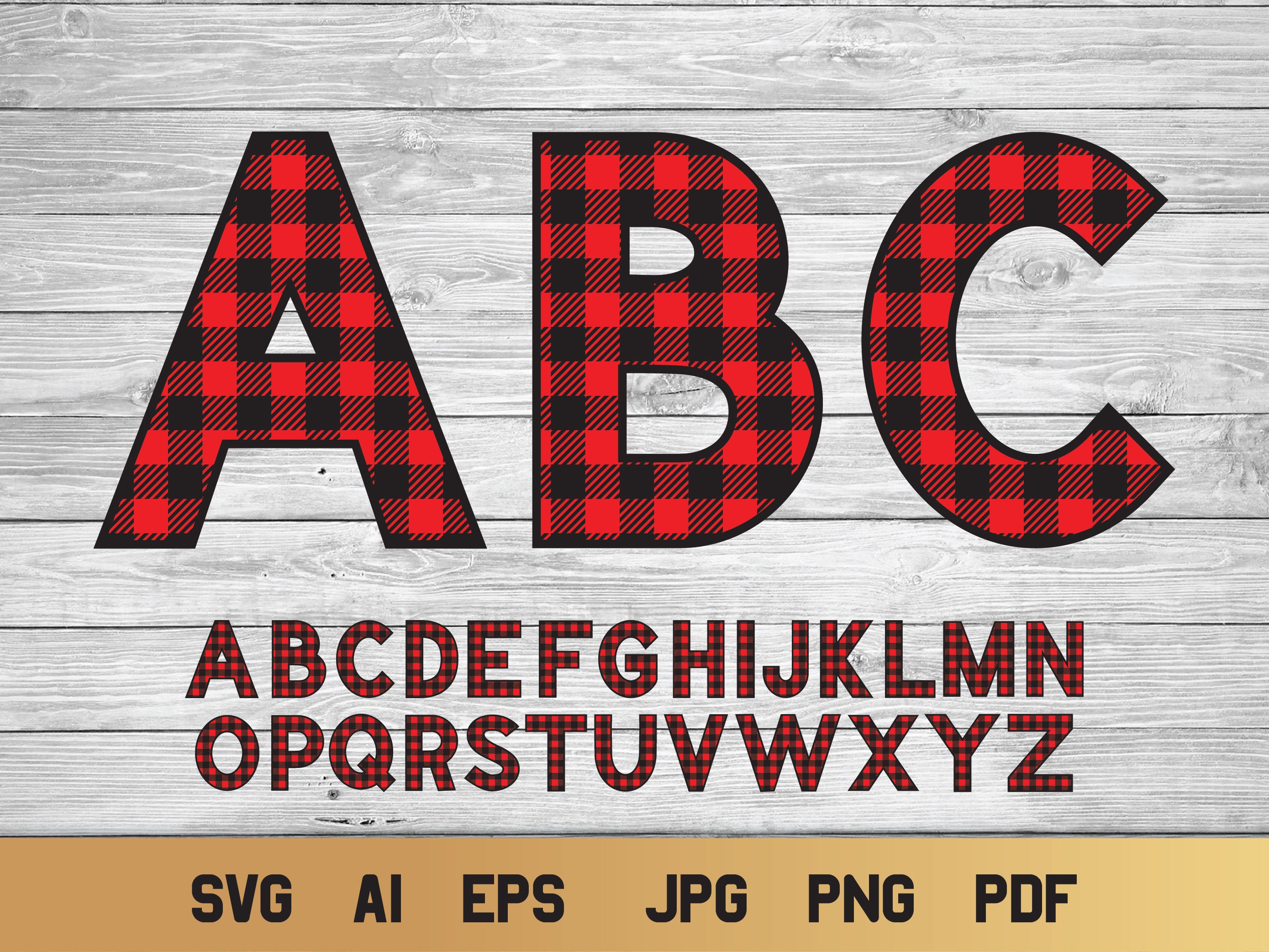 Buffalo Plaid Alphabet SVG 26 Plaid Letters SVG Alphabet | Etsy