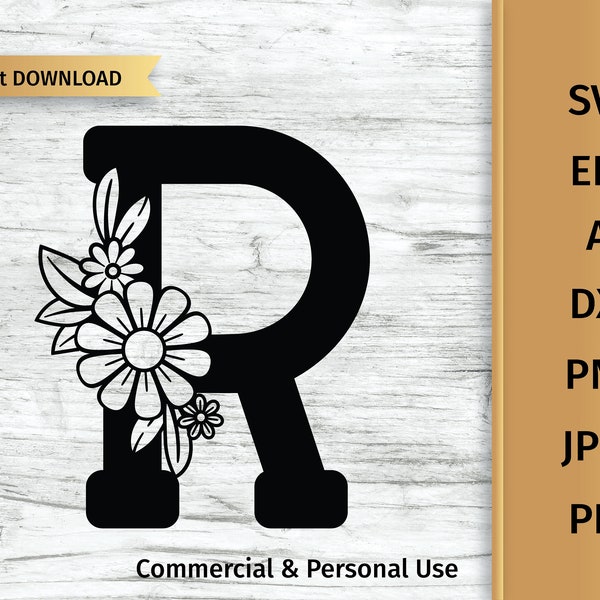 R Initial Svg - Etsy