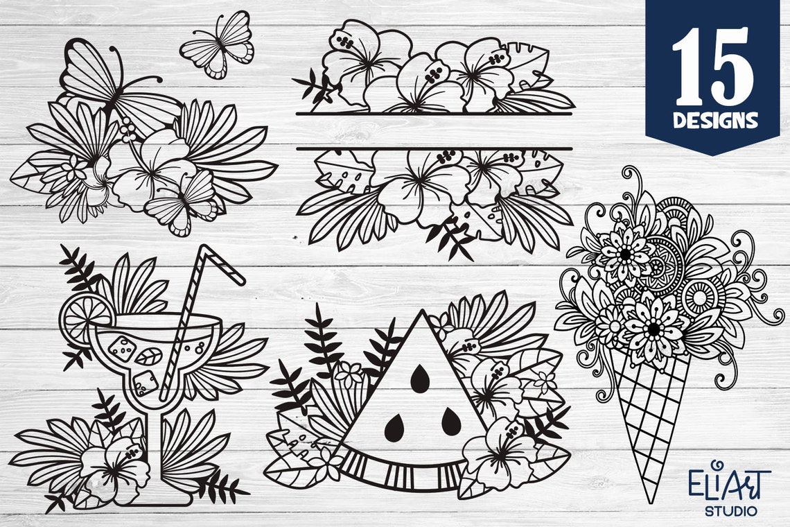 Tropical SVG Bundle Summer Floral SVG Designs Summer Home - Etsy