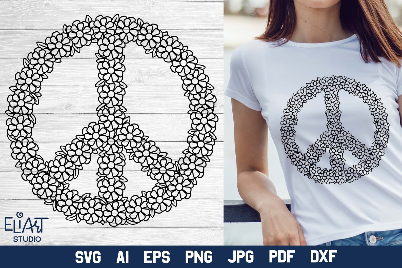 Floral Peace Sign SVG Peace Symbol SVG Commercial Use. - Etsy