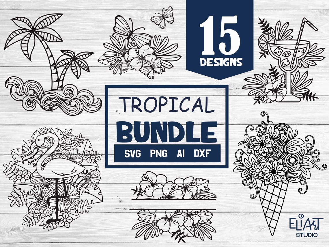 Tropical SVG Bundle Summer Floral SVG Designs Summer Home - Etsy