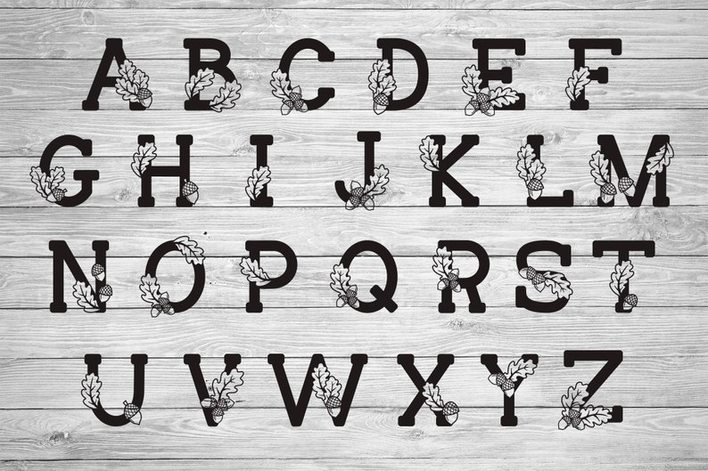 Fall Alphabet SVG Oak Leaves SVG Abc 26 Alphabet Letters - Etsy