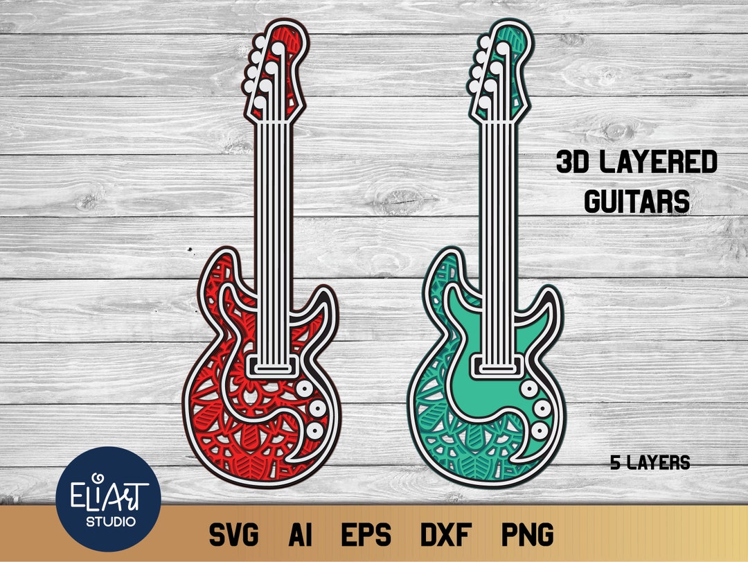 Guitar SVG, 3D Layered Rock Guitar SVG, Music Teacher SVG Cutting Files ...