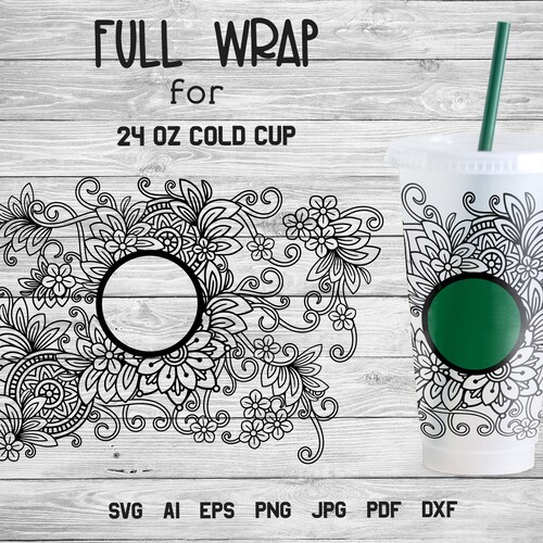 Cup Wrap SVG Full Wrap SVG Floral Cold 24 OZ Cup Wrap. - Etsy