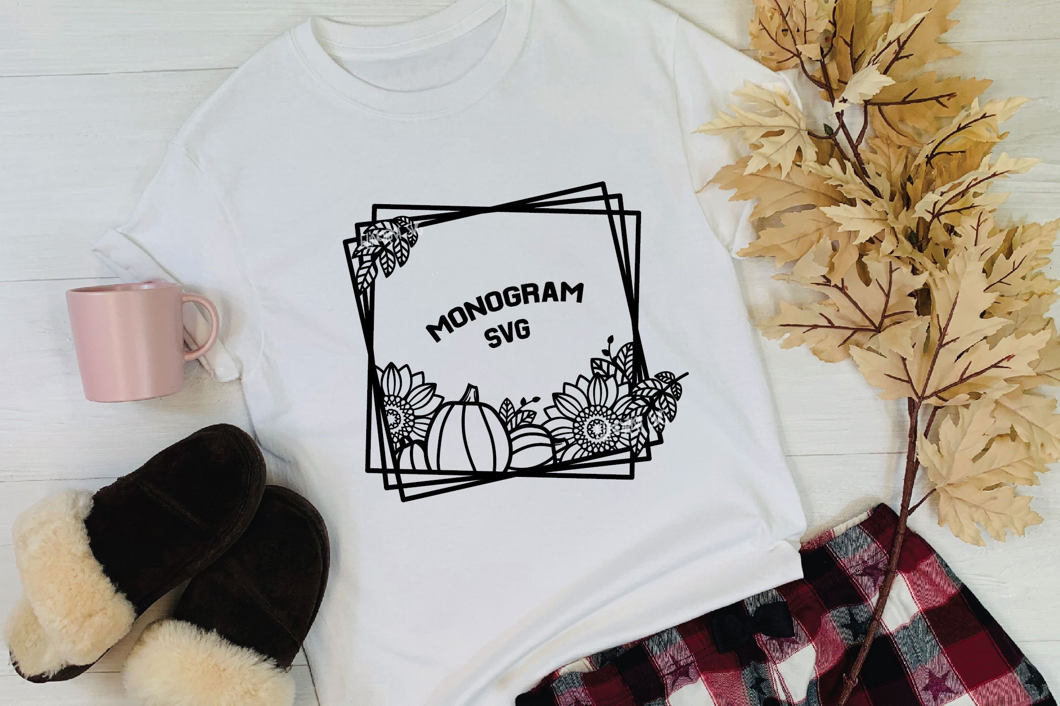 Fall Square Frame SVG Monogram Frame SVG Pumpkin SVG Floral - Etsy