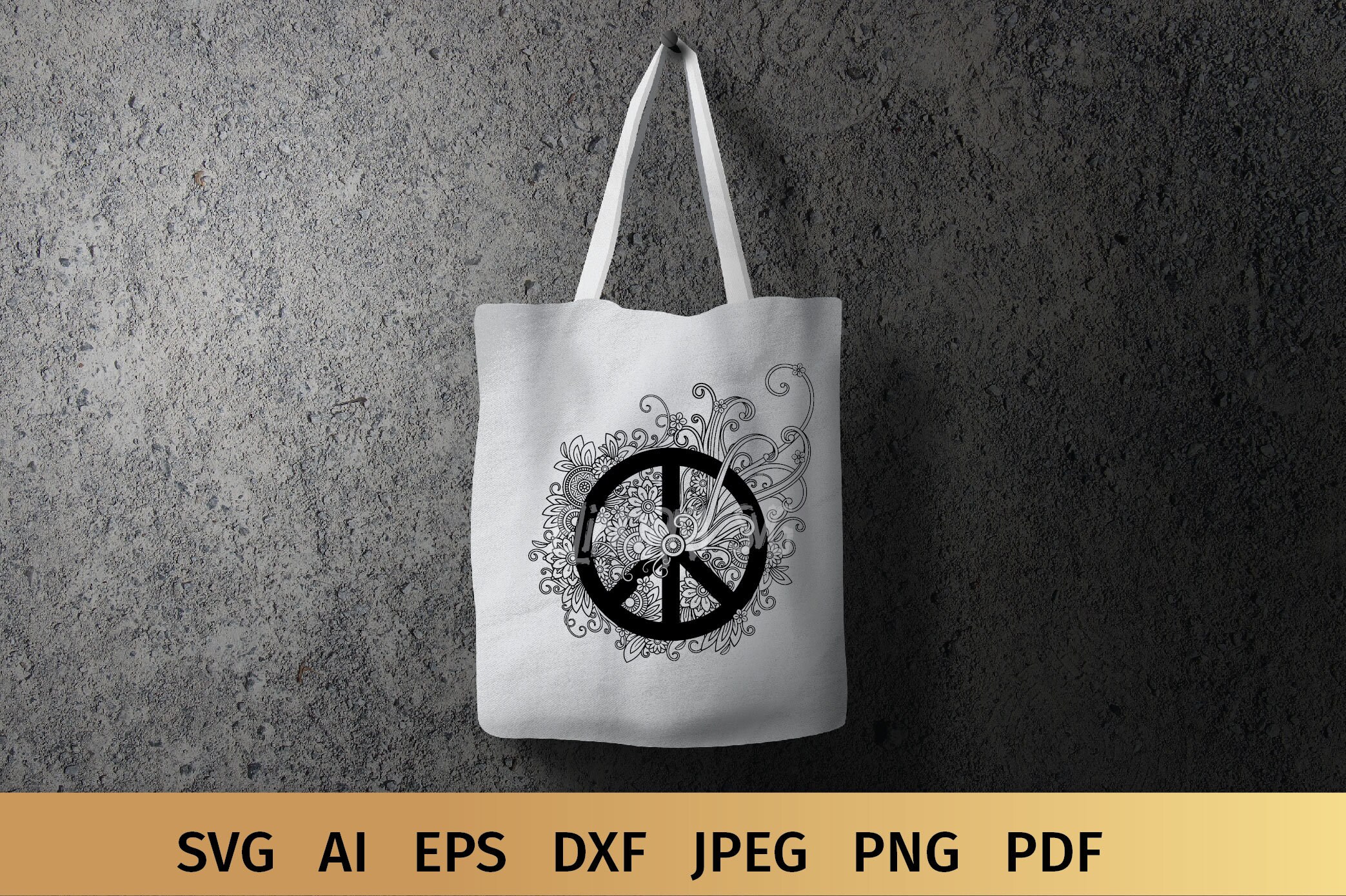 Peace Sign SVG, Peace Symbol SVG With Mandalas and Flowers, Zentangle ...
