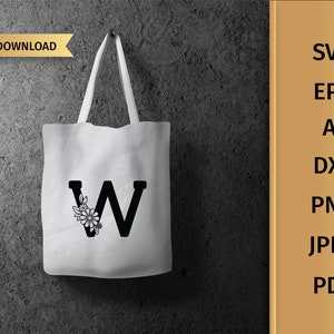 Floral Letter W Svg, Monogram Letter Svg, Initial Svg, Commercial and ...