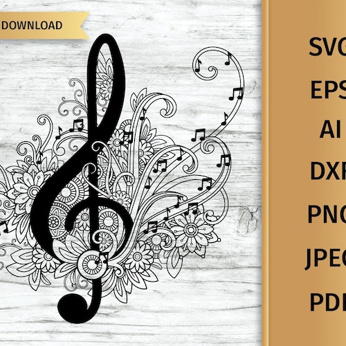 Music Bundle SVG Treble Clef SVG Music Notes SVG With - Etsy