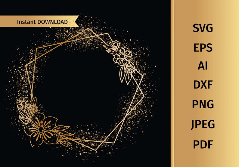 Geometric Floral Frames SVG Set of 6 Floral Polygonal Frame | Etsy