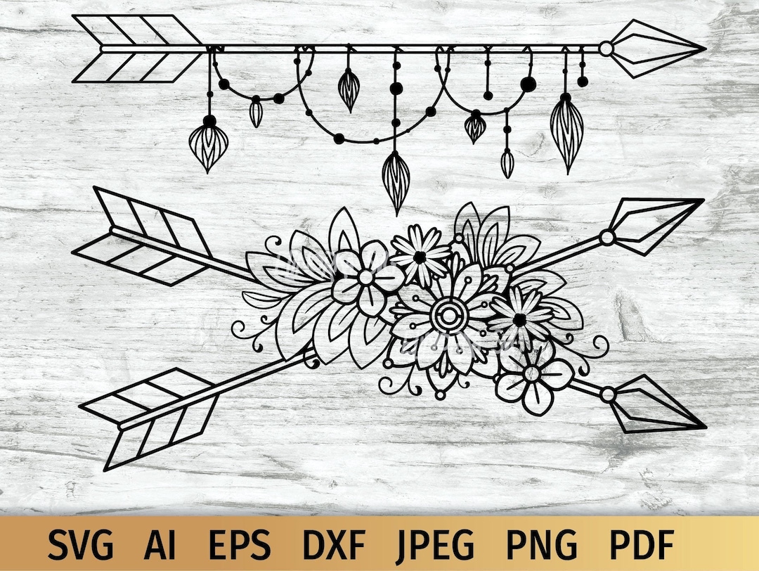 Boho Pijl SVG, Bloemen Pijl SVG, Gekruiste Pijlen SVG. - Etsy Nederland