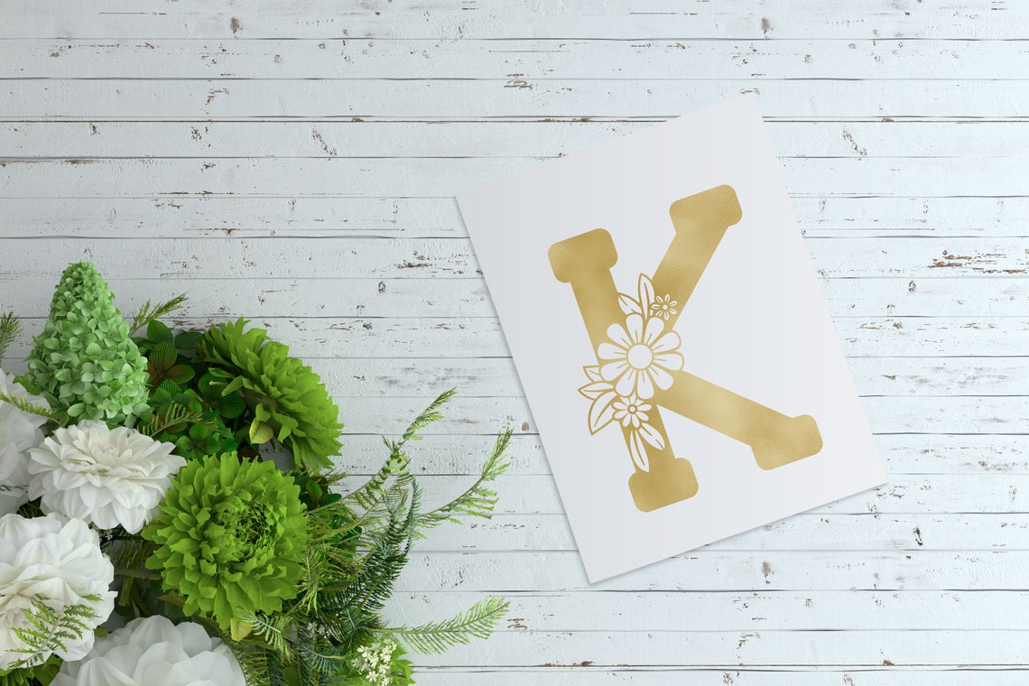 Floral Letter K Svg, Flower Alphabet Svg, Initial Svg Digital File. - Etsy