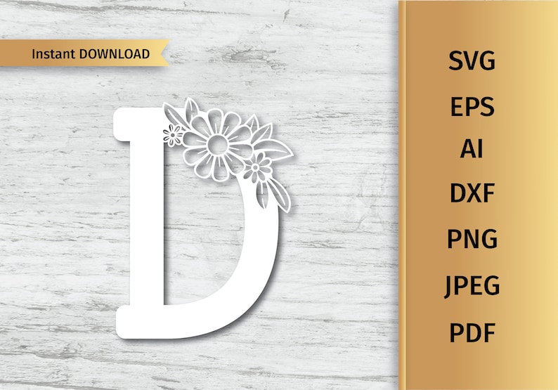 Floral Letter D Svg Flower Alphabet Svg Initial Svg - Etsy