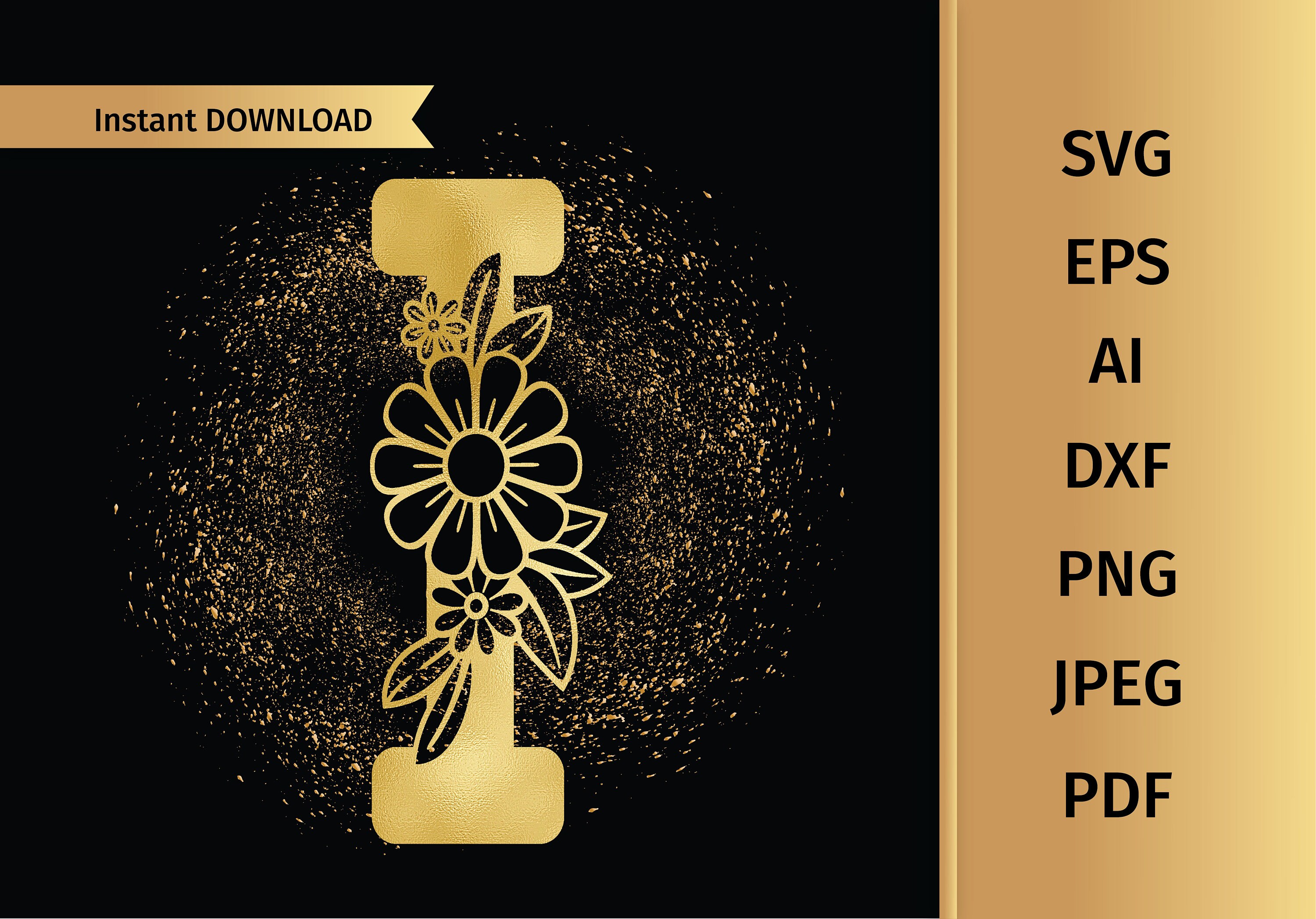 Floral Letter I Svg Flower Alphabet Svg Initial Svg - Etsy