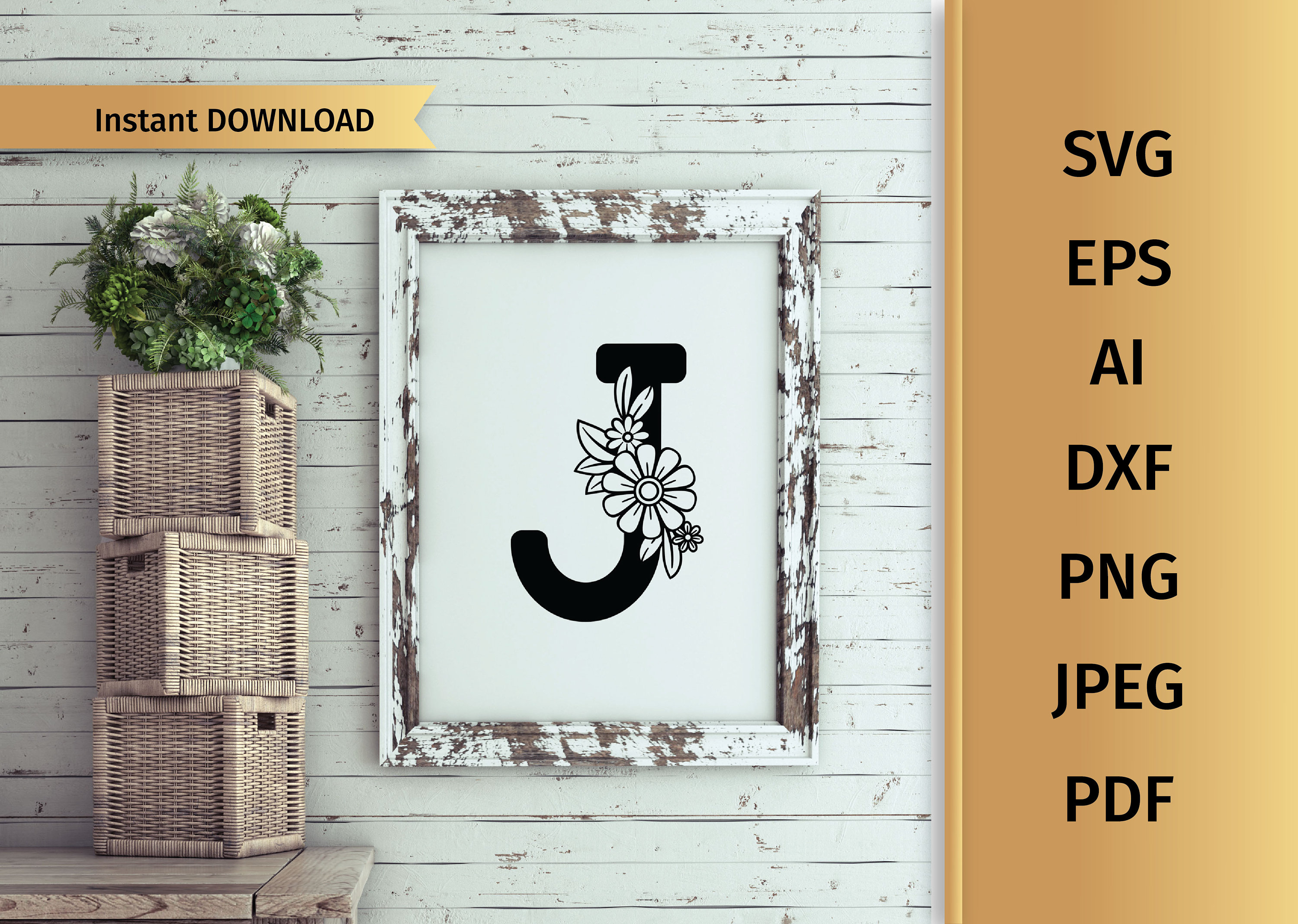 Floral Letter J Svg Flower Alphabet SVG Initial SVG - Etsy Canada
