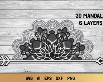 Half Mandala Svg | Etsy