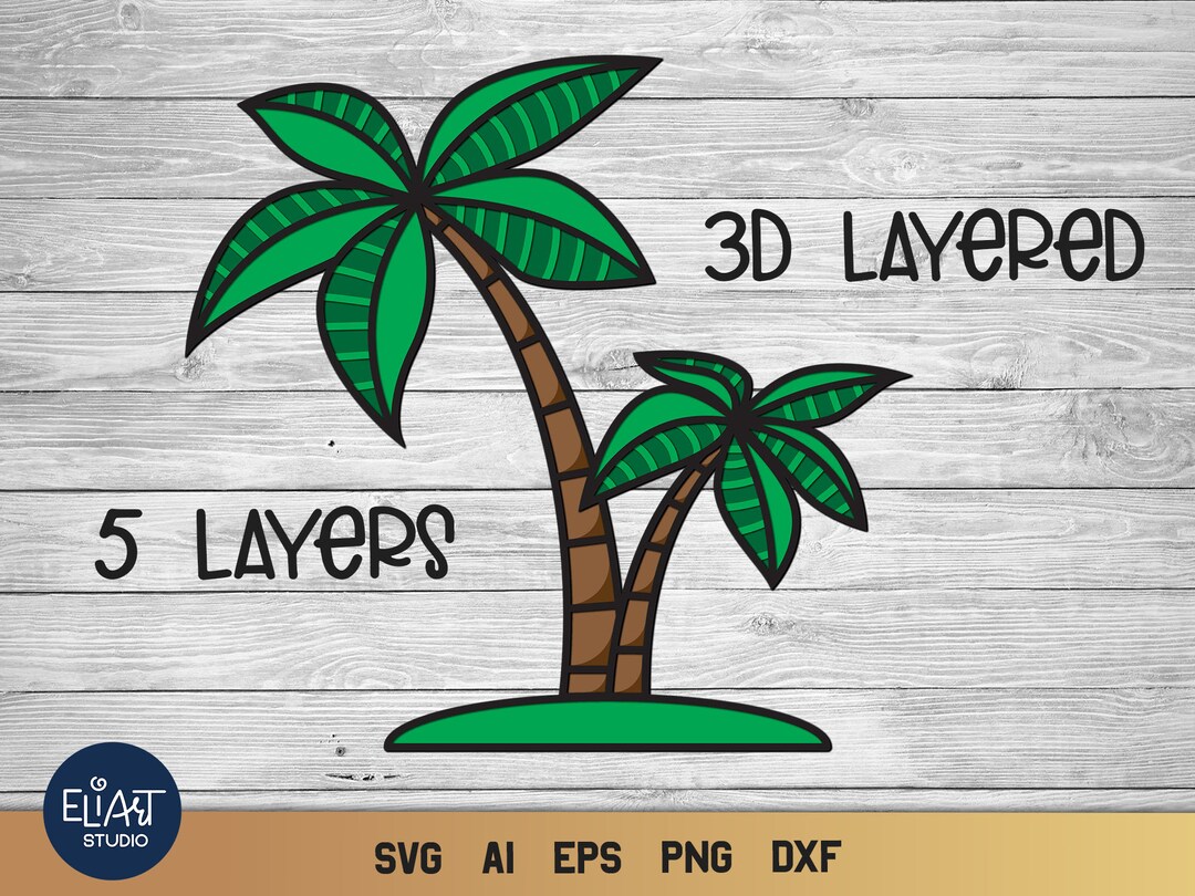 Palm Tree SVG, 3d Layered Summer SVG, Tropical SVG. - Etsy