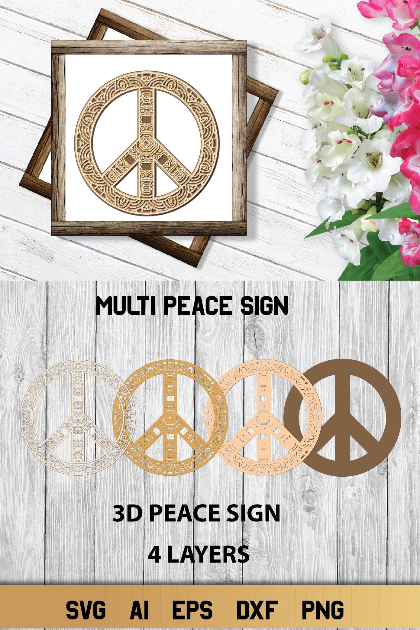 Peace Sign SVG 3d Layered Peace Symbol SVG Cut File | Etsy