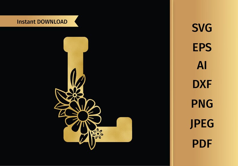 Floral Letter L SVG Monogram Letter SVG Initial SVG | Etsy