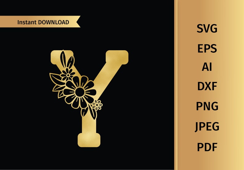 Floral Letter Y Svg Monogram Letter Svg Initial Svg - Etsy
