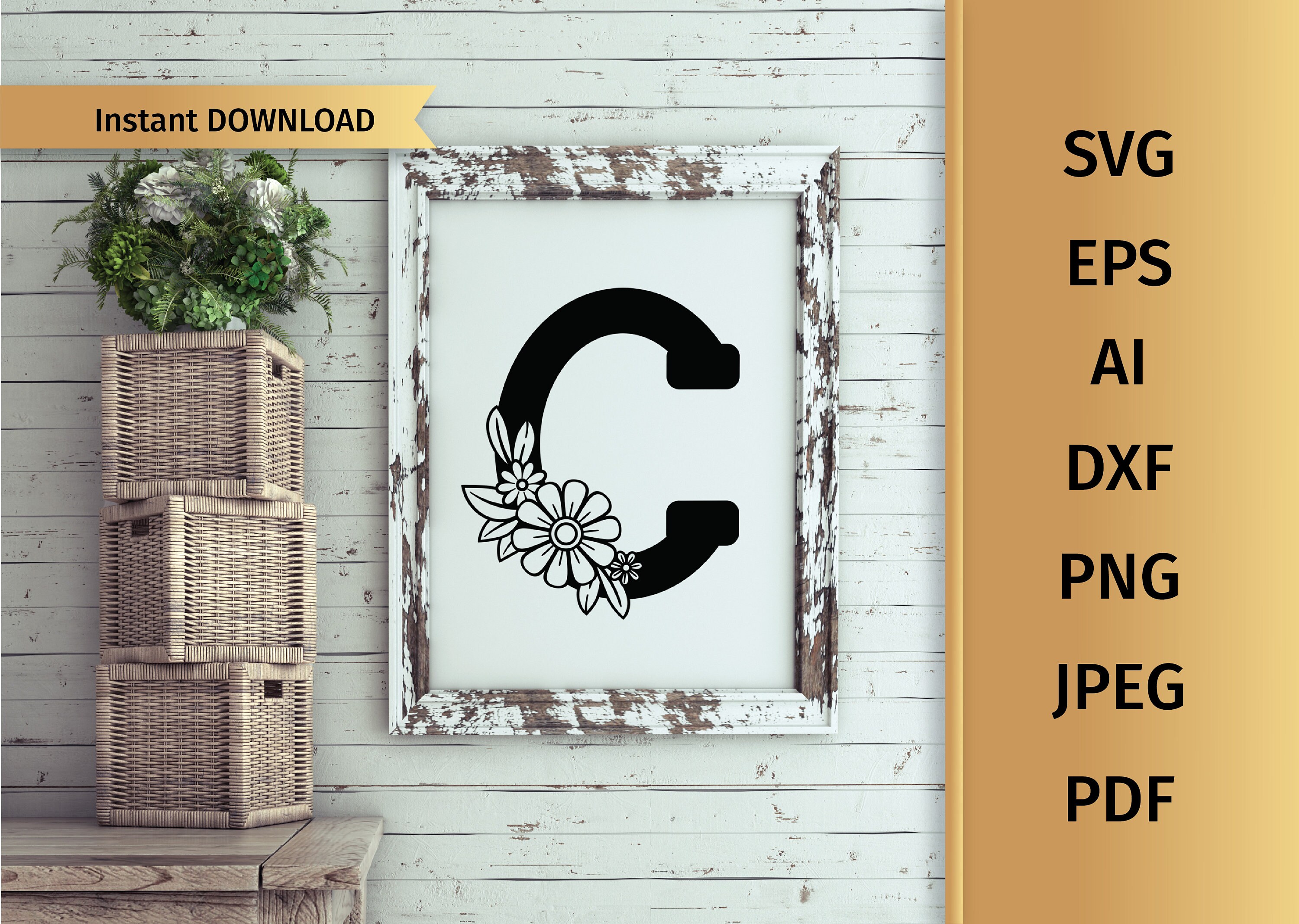 Floral Letter C SVG Flower Alphabet SVG Initial SVG - Etsy